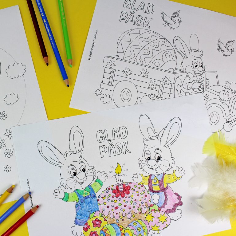 Påsk Målarbilder att skriva ut och färglägga - Pyssla med Viktoria
