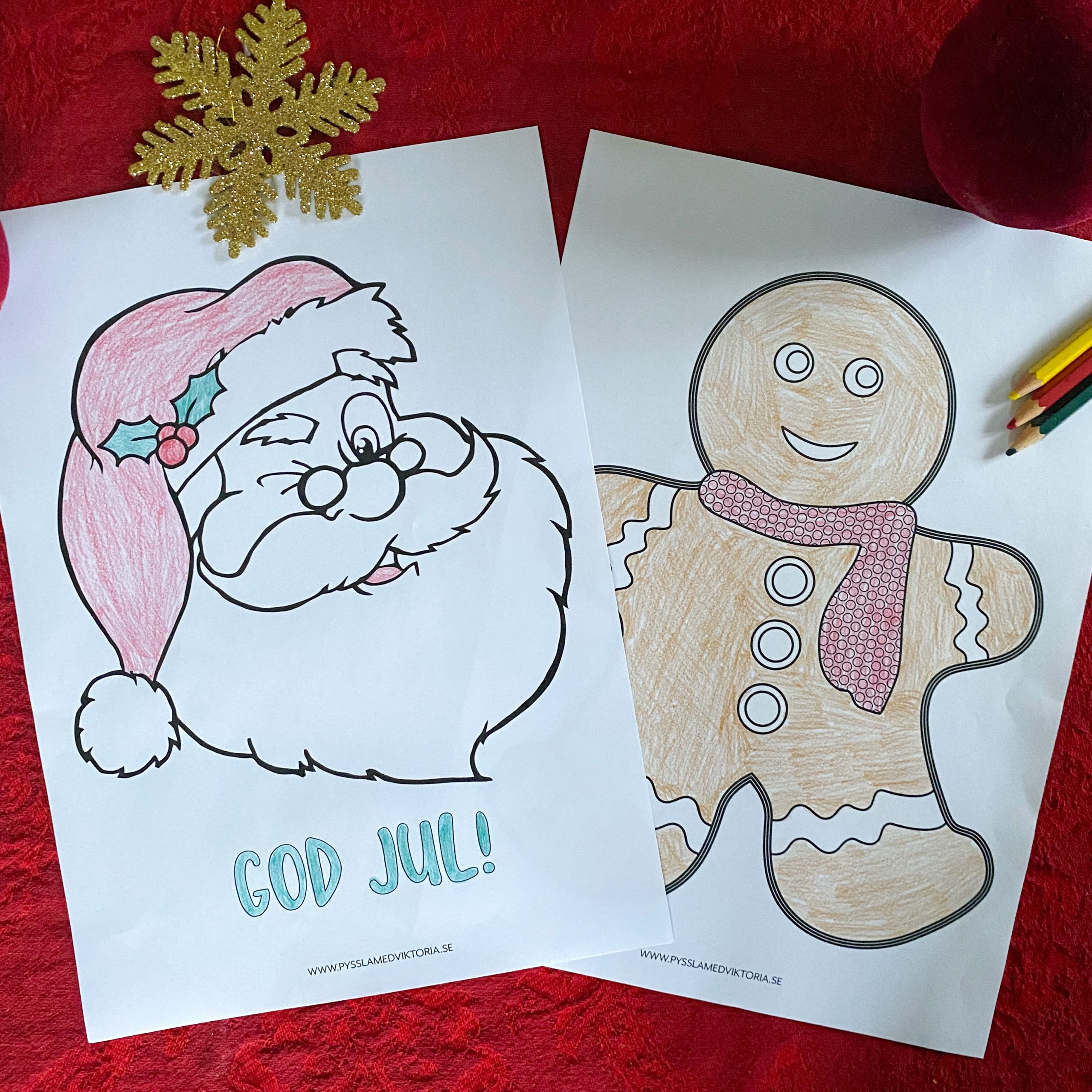 Jul målarbilder att skriva ut och färglägga - Pyssla med Viktoria