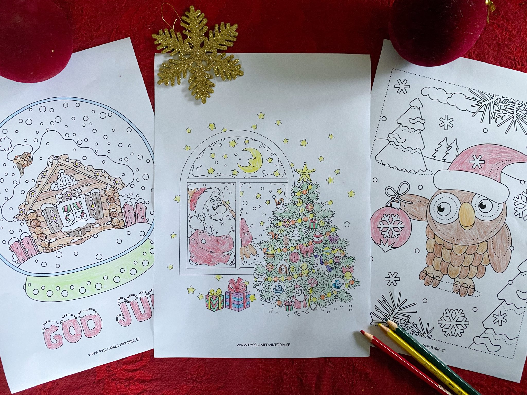 Jul målarbilder att skriva ut och färglägga - Pyssla med Viktoria